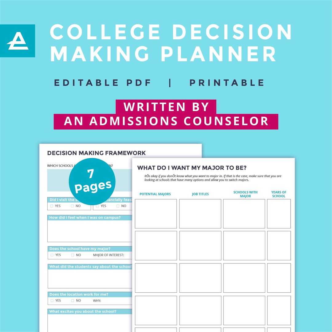 College Decision Making Planner Printable, Written by an Admissions ...