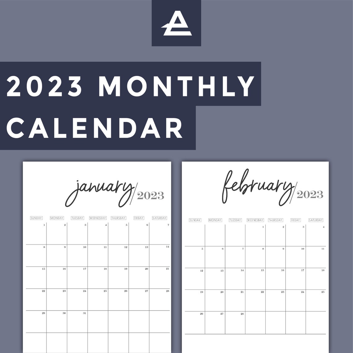 Minimalist 2023 Printable PDF Calendar Bundle Digital & - Etsy