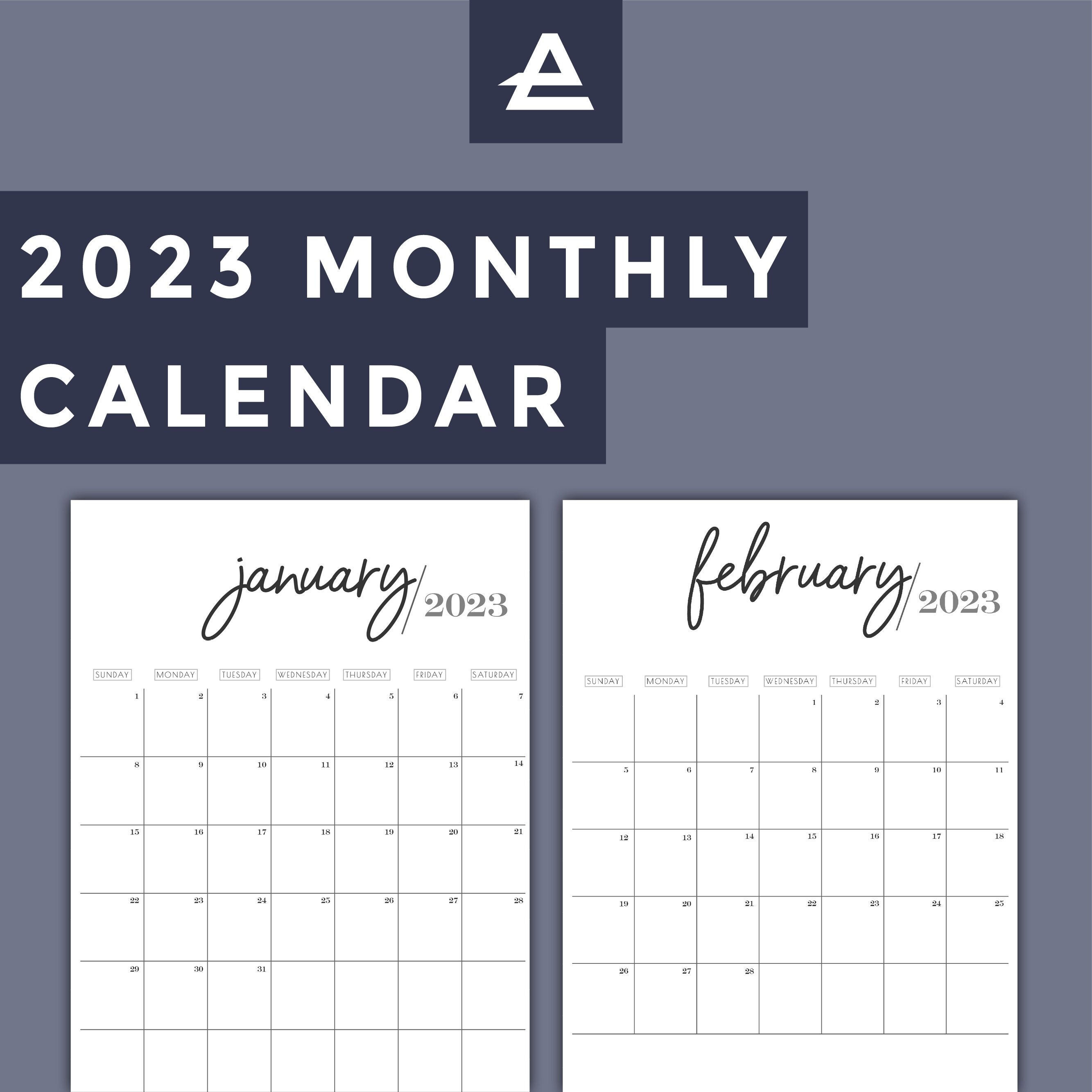 Minimalist 2023 Printable PDF Calendar Bundle, Digital & Printable ...