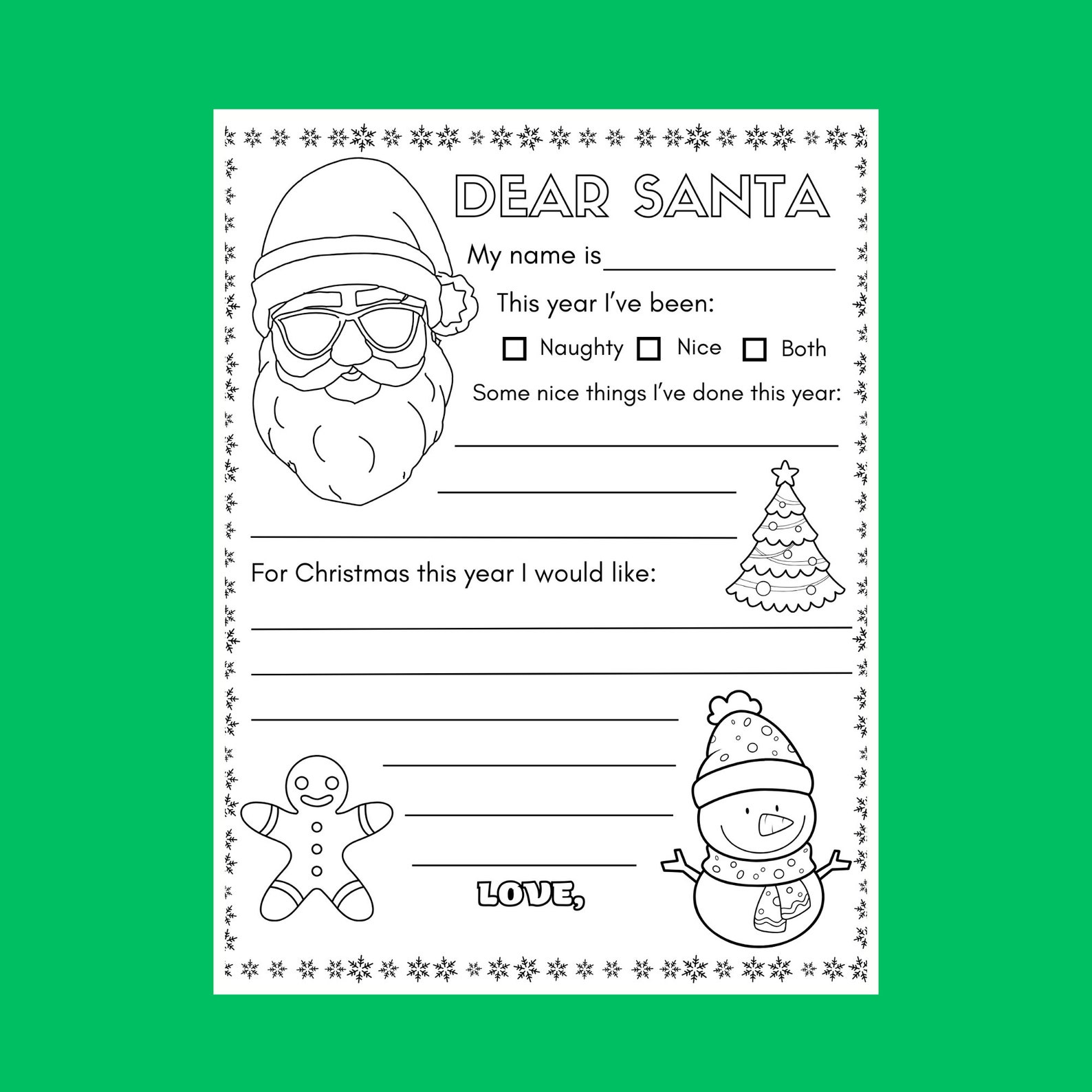 Letter to Santa Coloring Page | Printable Santa Claus Letter Coloring ...