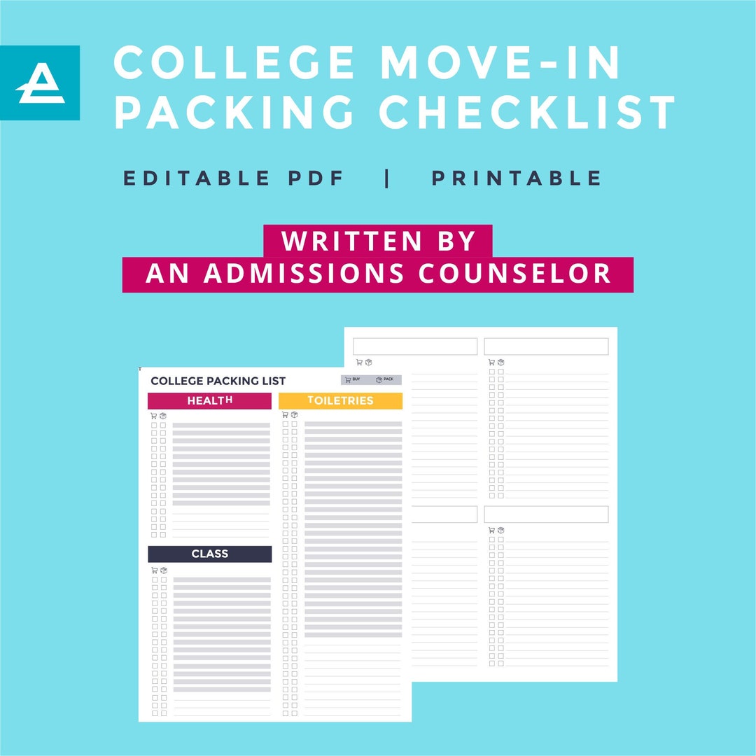 College Packing Move in Checklist, Written by an Admissions Counselor ...