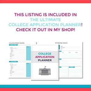 College Application Info Organizer Printable | Written by an Admissions ...