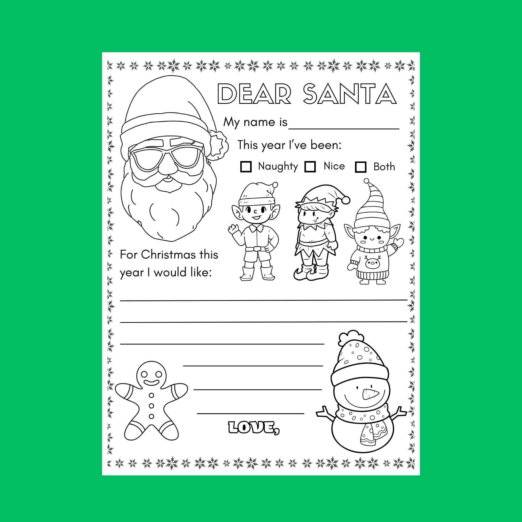 Letter to Santa Coloring Page Printable Santa Claus Letter Coloring ...