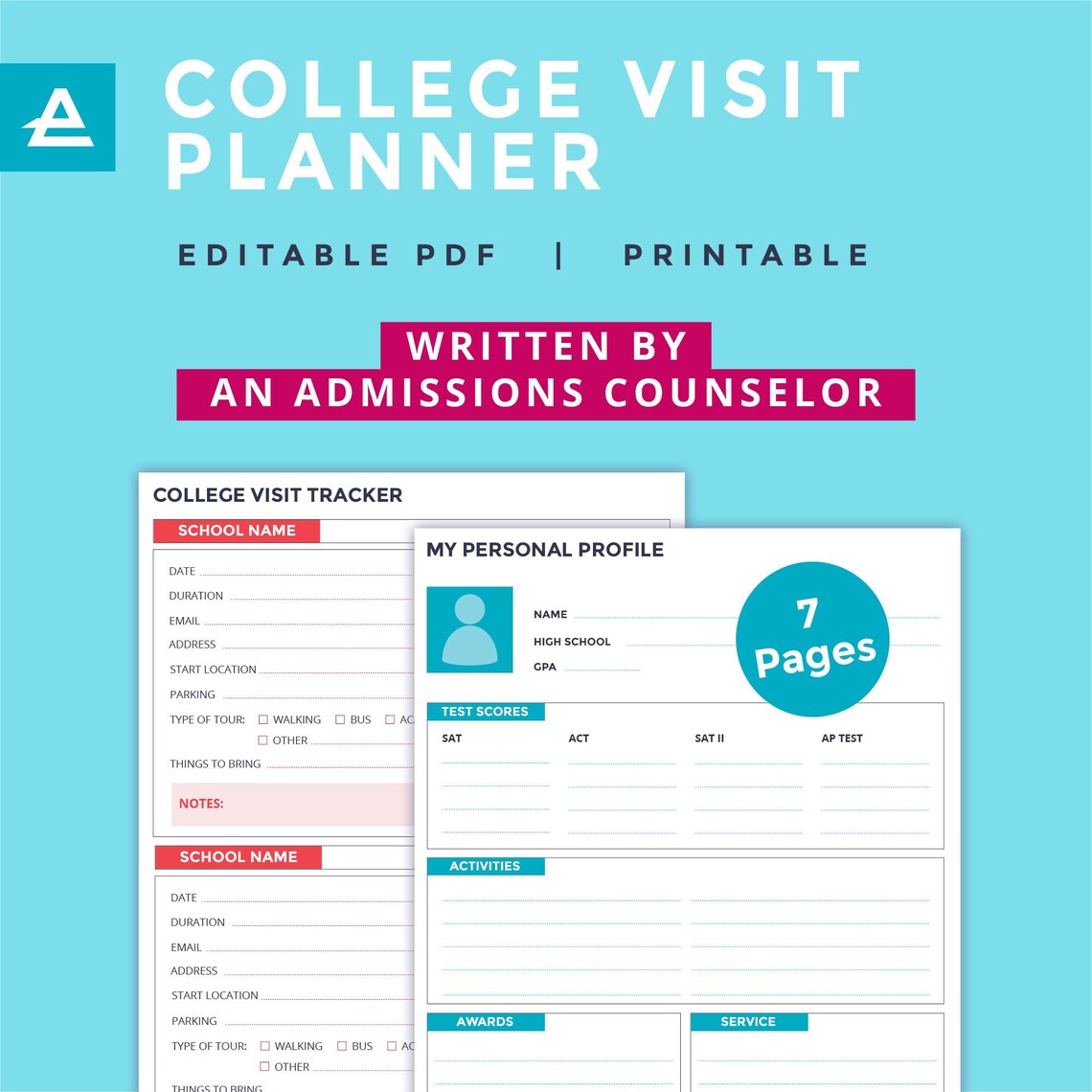 College Visit Planner Printable | Planning Your College Tour Schedule ...