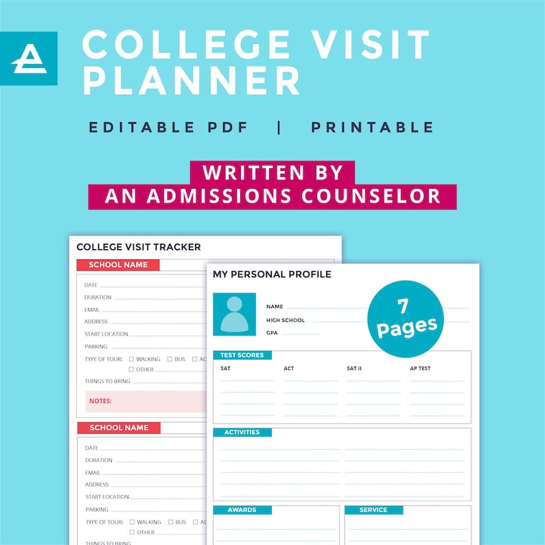 College Visit Planner Printable | Planning Your College Tour Schedule ...