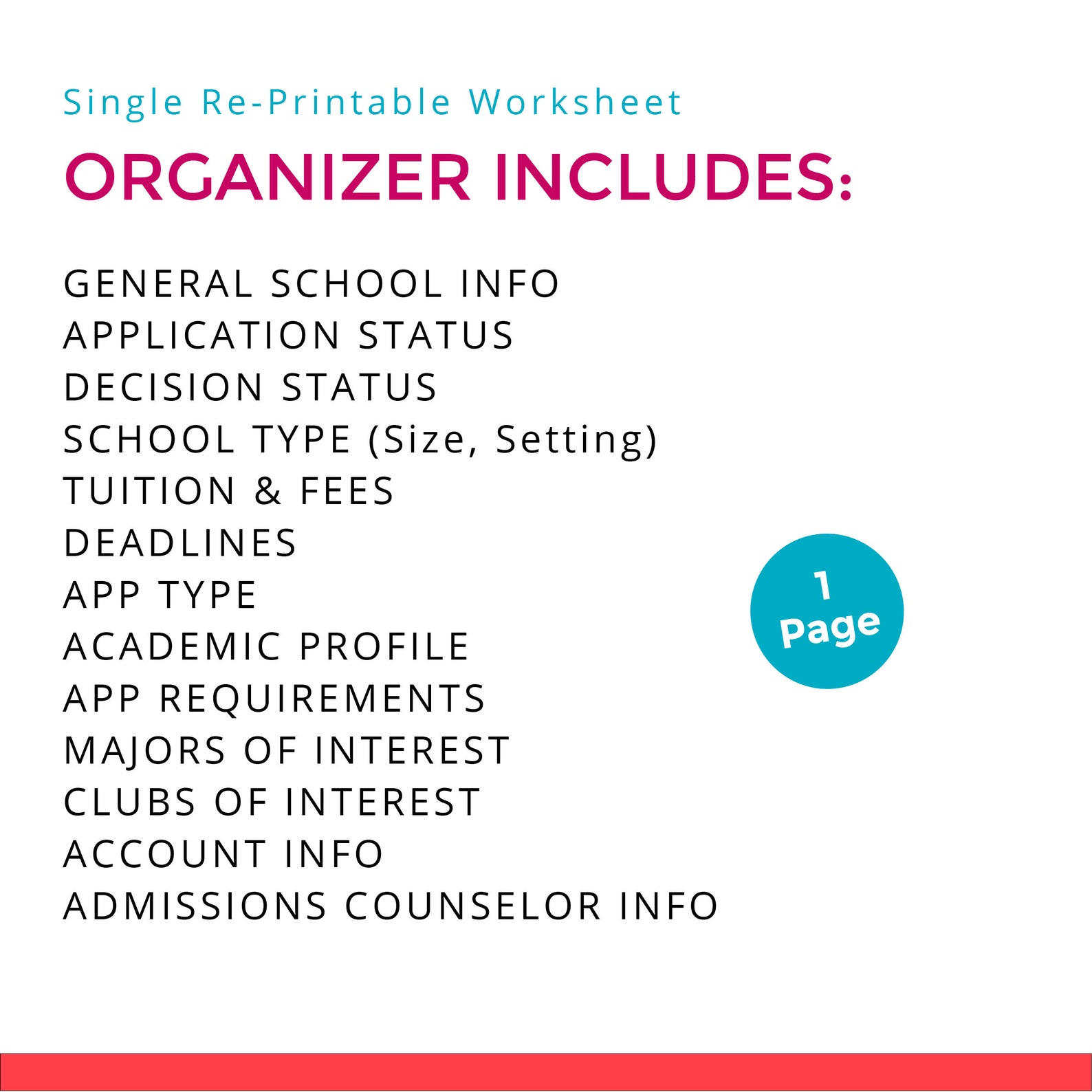 College Application Info Organizer Printable | Written by an Admissions ...