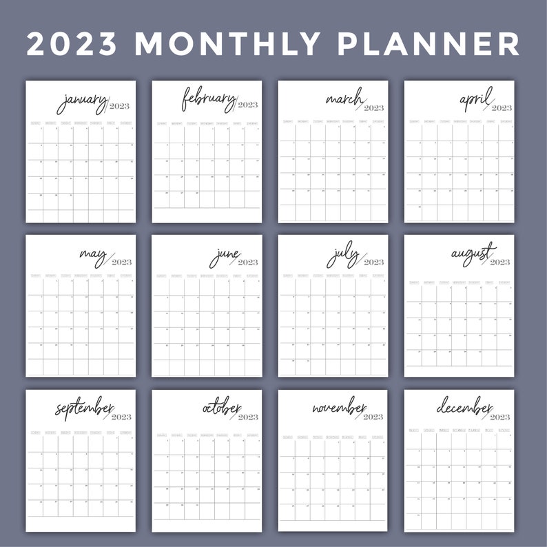 Minimalist 2023 Printable PDF Calendar Bundle, Digital & Printable ...