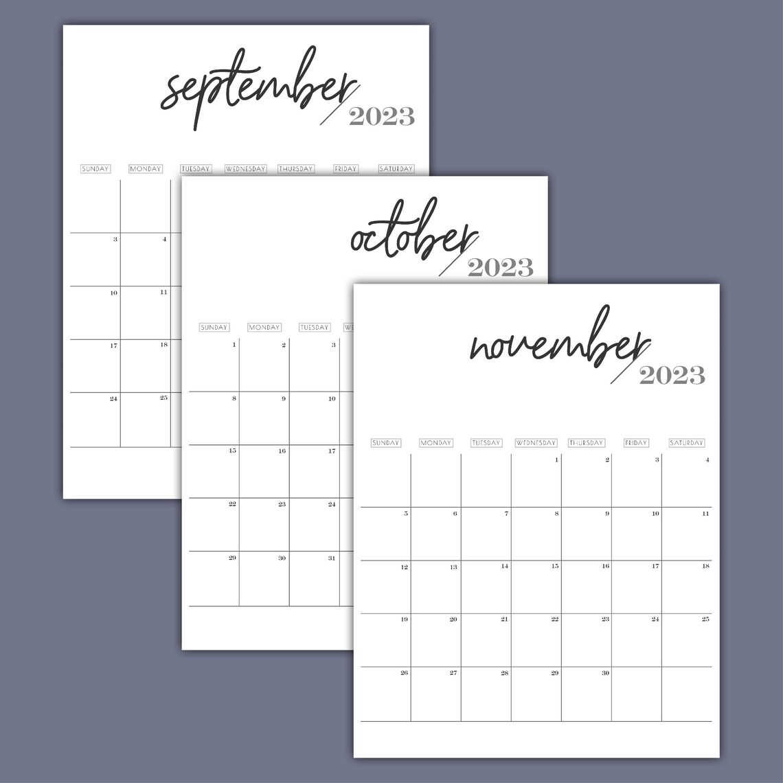Minimalist 2023 Printable PDF Calendar Bundle Digital & - Etsy