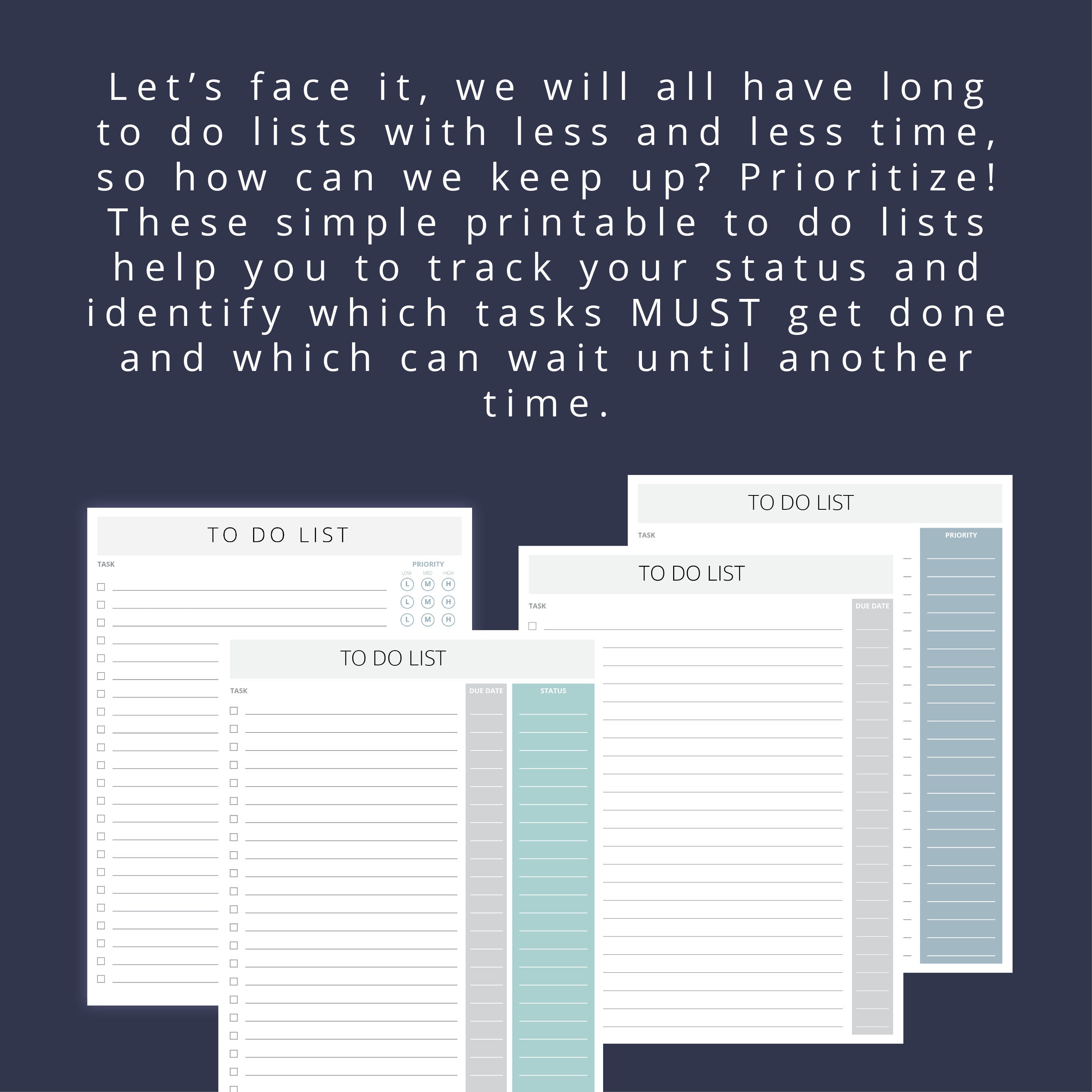Priority to Do List Printable, Low Medium High Priority Tasks ...