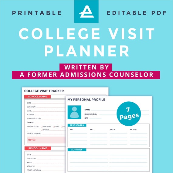College Visit Planner Printable Planning Your College Tour - Etsy