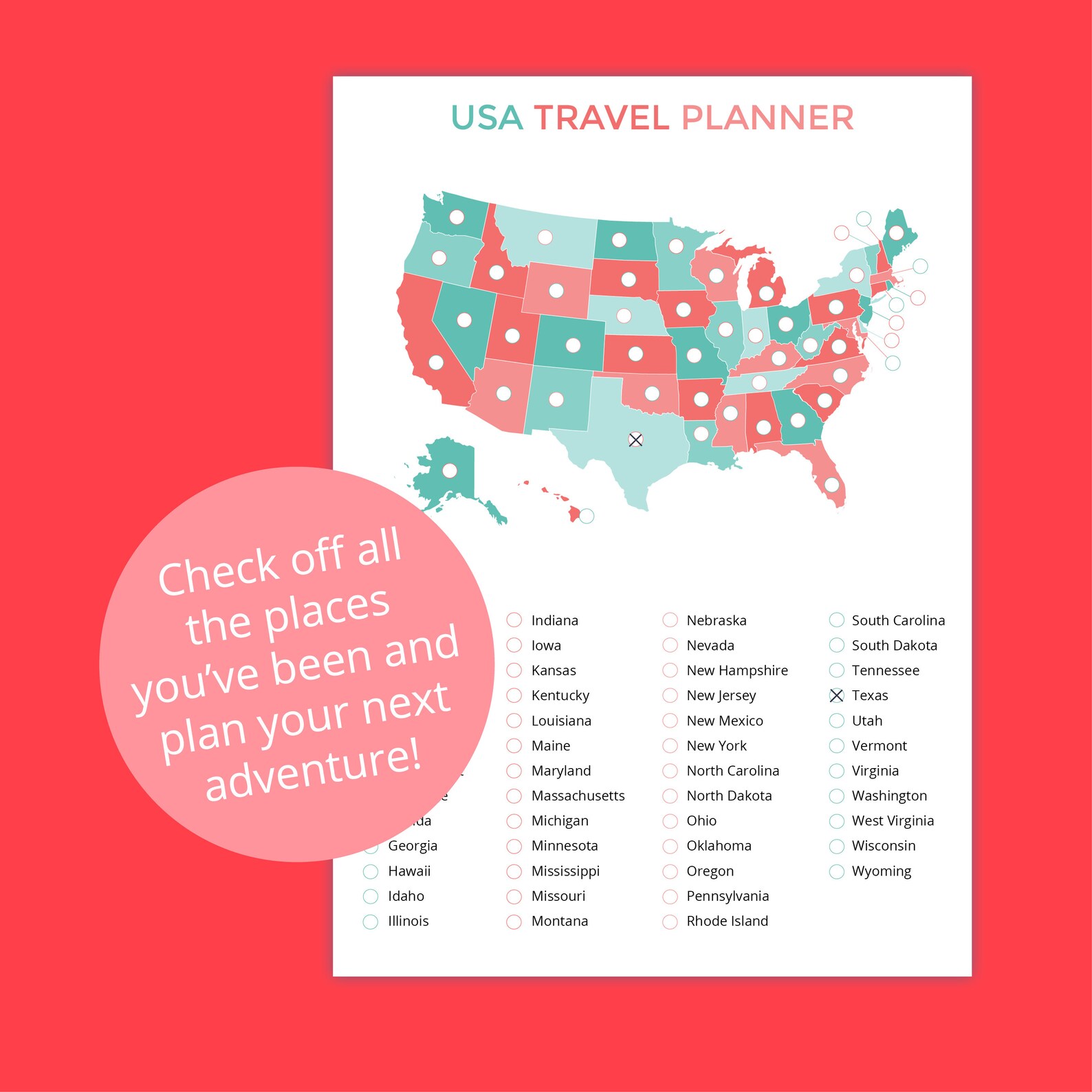 USA Travel Planner Printable, Travel Digital Planner, Printable PDF ...