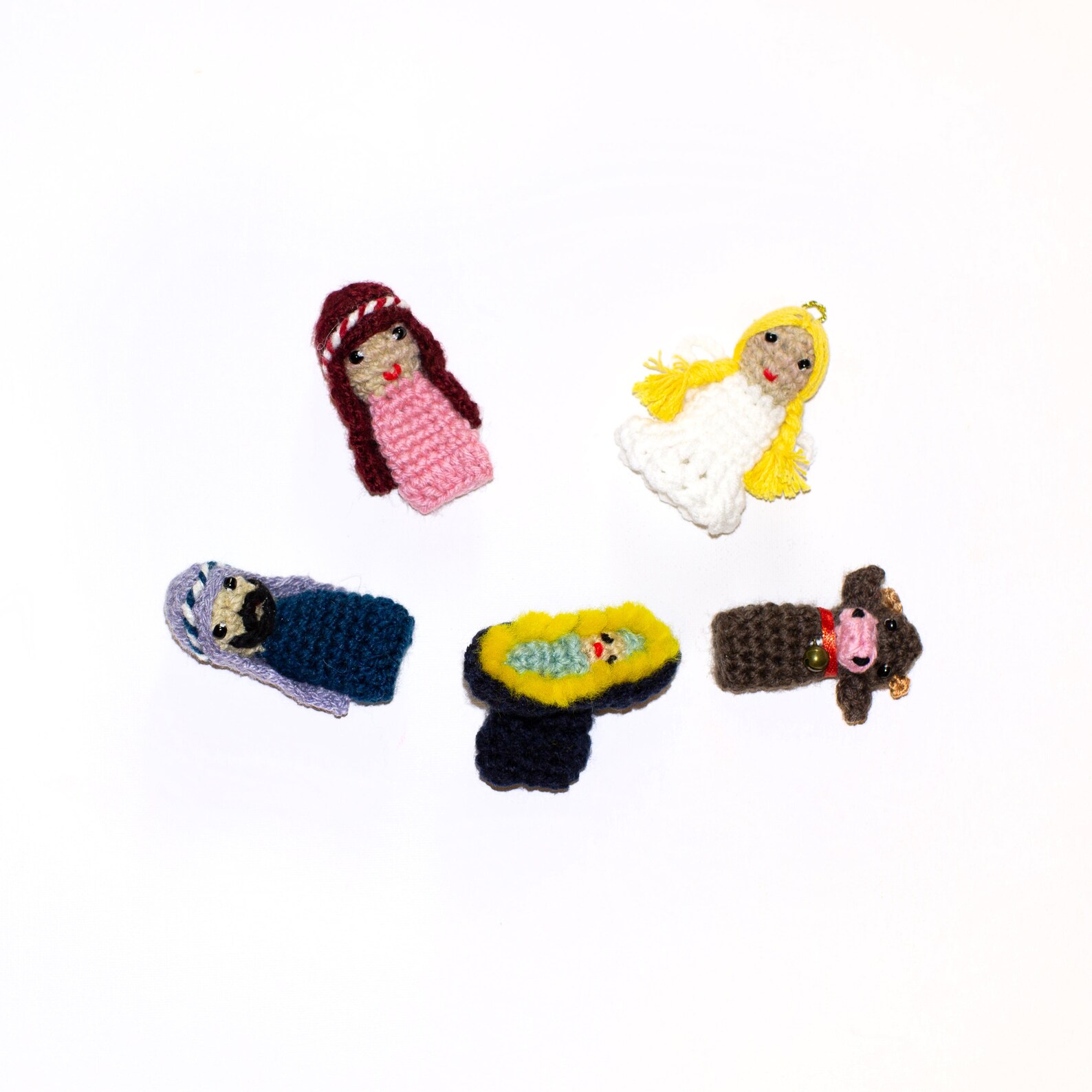 Nativity Finger Puppets Set of 5: Mary, Joseph, Baby Jesus, Angel, Cow ...