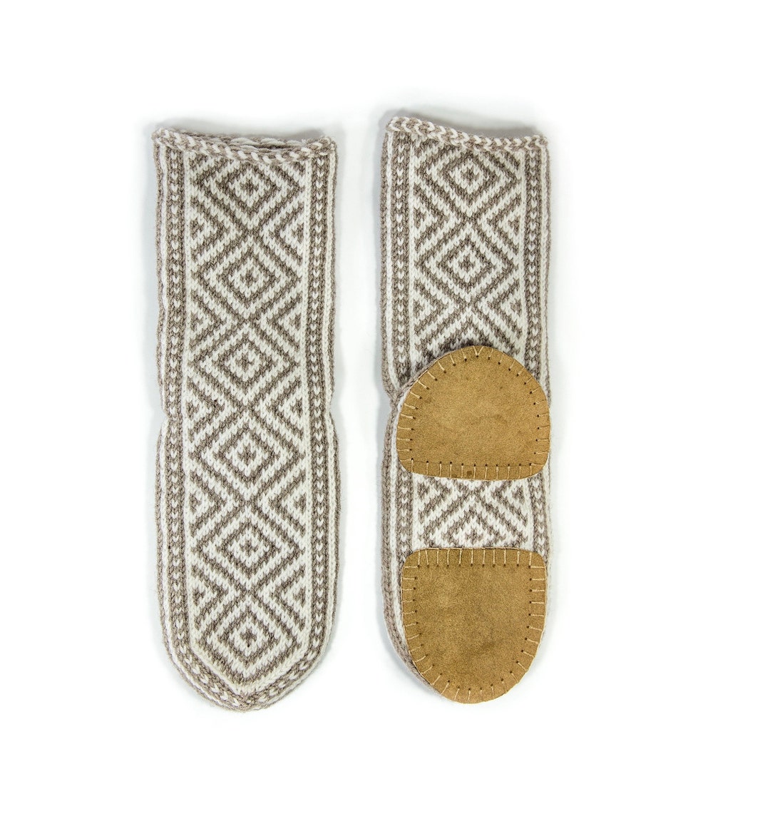 Women's Long Slipper Socks for Small NARROW Calves WITH Suede Soles ...