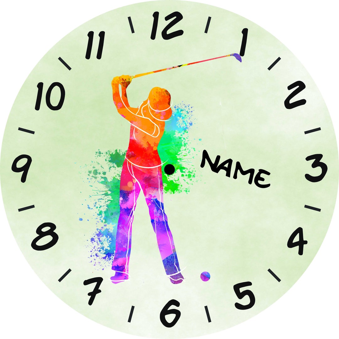 67 23 Wall Clock Glass Clock Motif Golf Golfers Like Personalized - Etsy