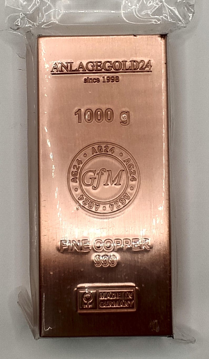 1000g Copper Bars, 1.0kg Ingots of the Highest Quality 999 ...