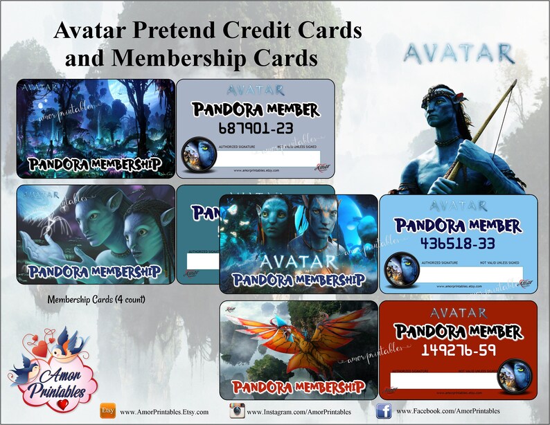 Avatar Credit Cards Avatar Play Money Avatar Printable | Etsy