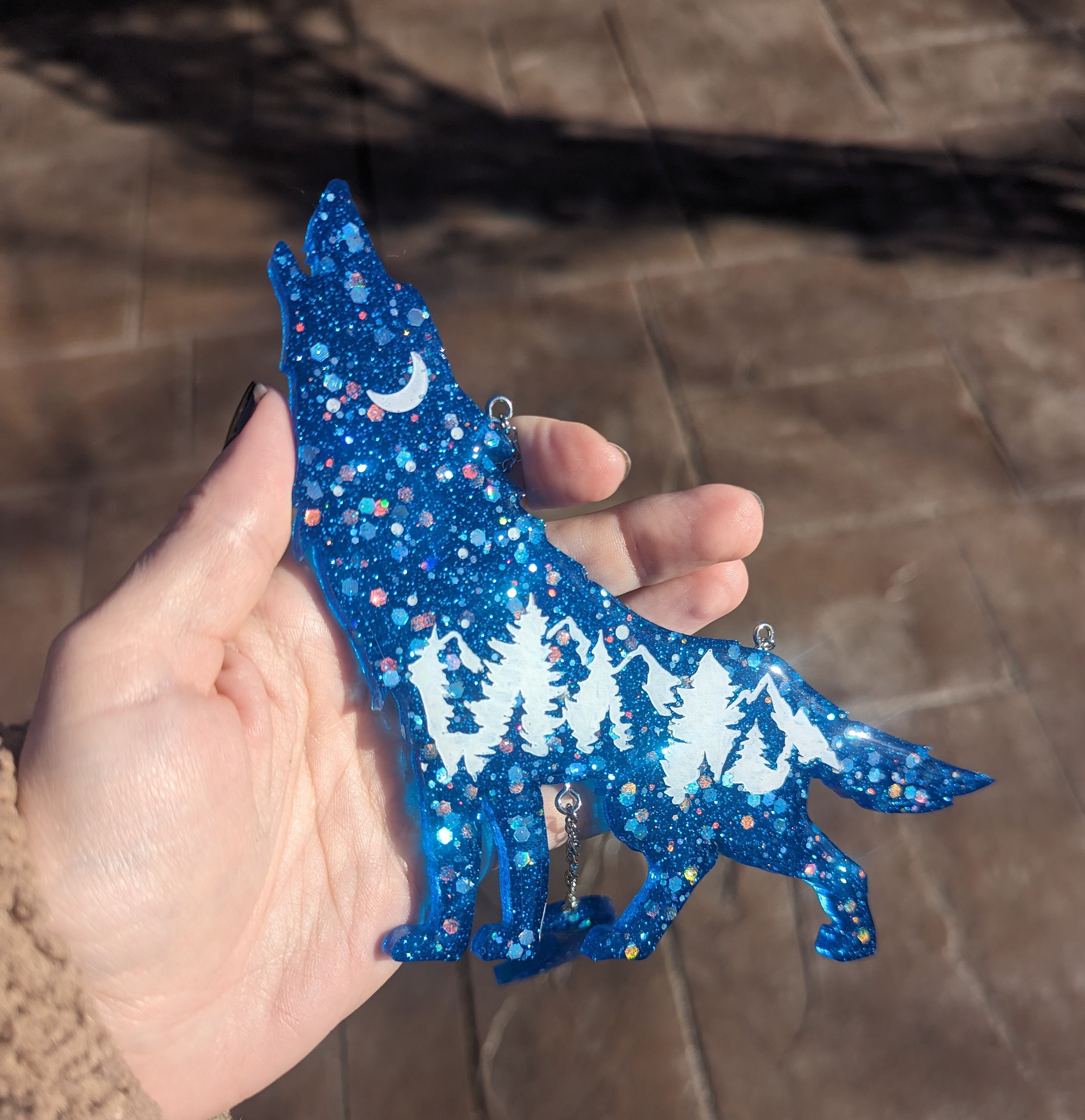 Resin Wolf Wall Hanging, Wolf and Moon Wall Decor, Celestial Wolf Decor ...