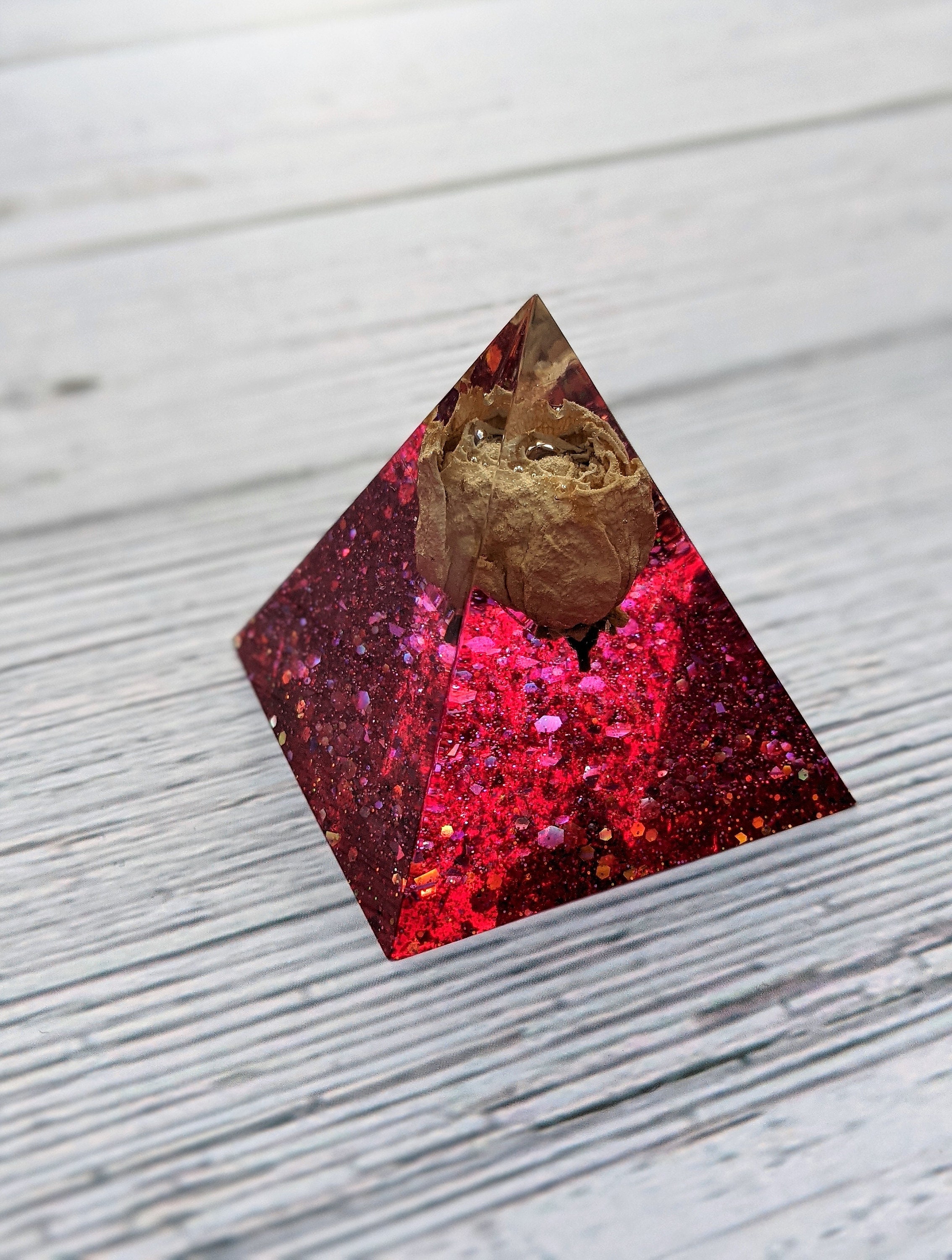 Real Flower in Resin, Real Flower Pyramid, Real Flower in Pyramid, Rose ...