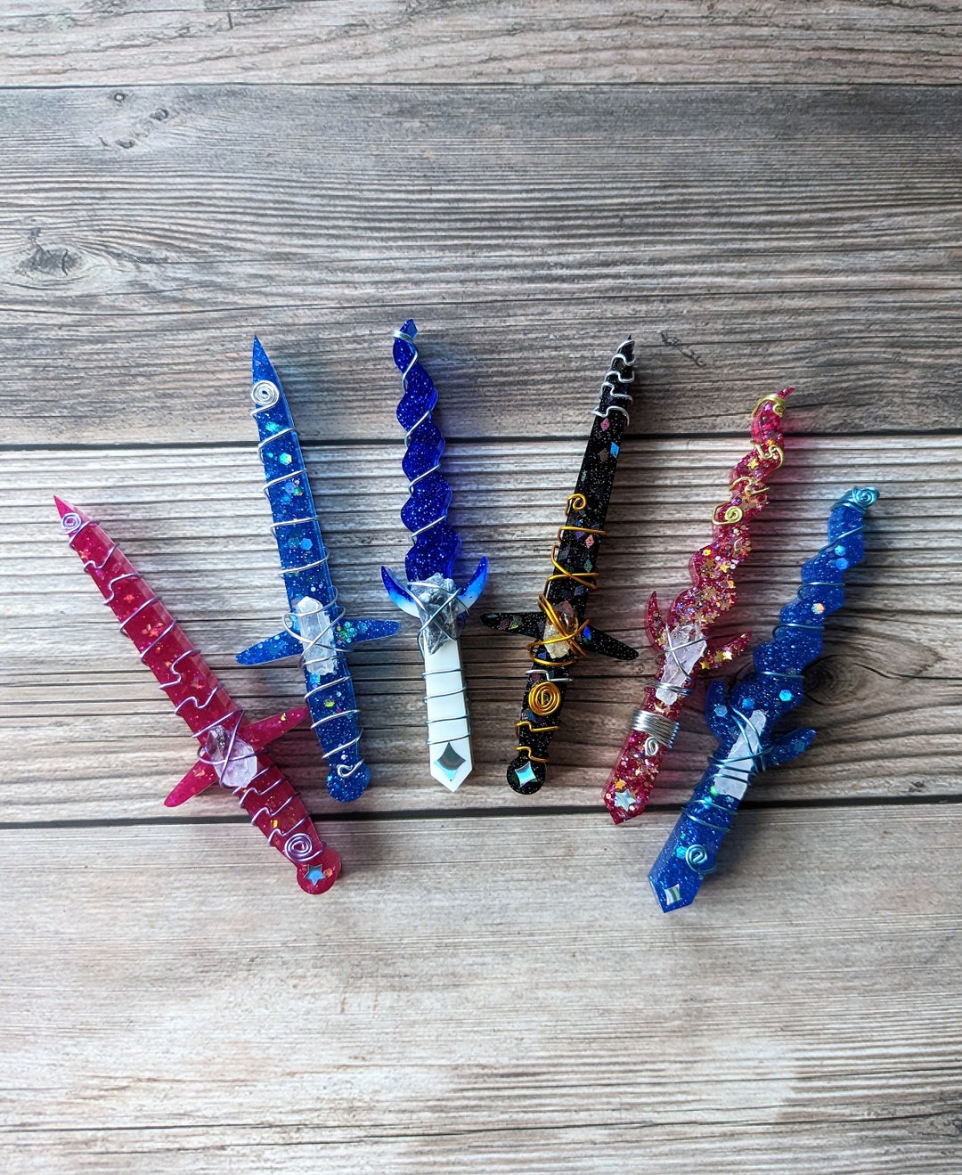 Blue Glitter Athame, Wicca Witchcraft Ritual Knife, Alter Decor, Ritul ...