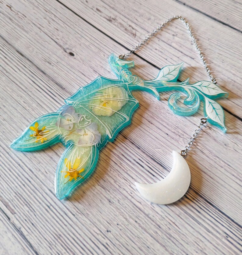 Bat Wall Art Resin Bat Wall Hanging Bat and Moon Wall Decor - Etsy