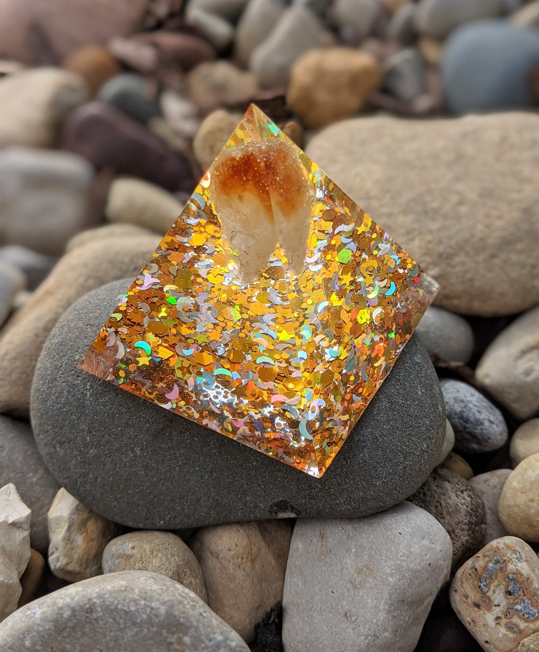 Citrine Pyramid, Small Citrine Pyramid, Citrine in Resin, Energy ...