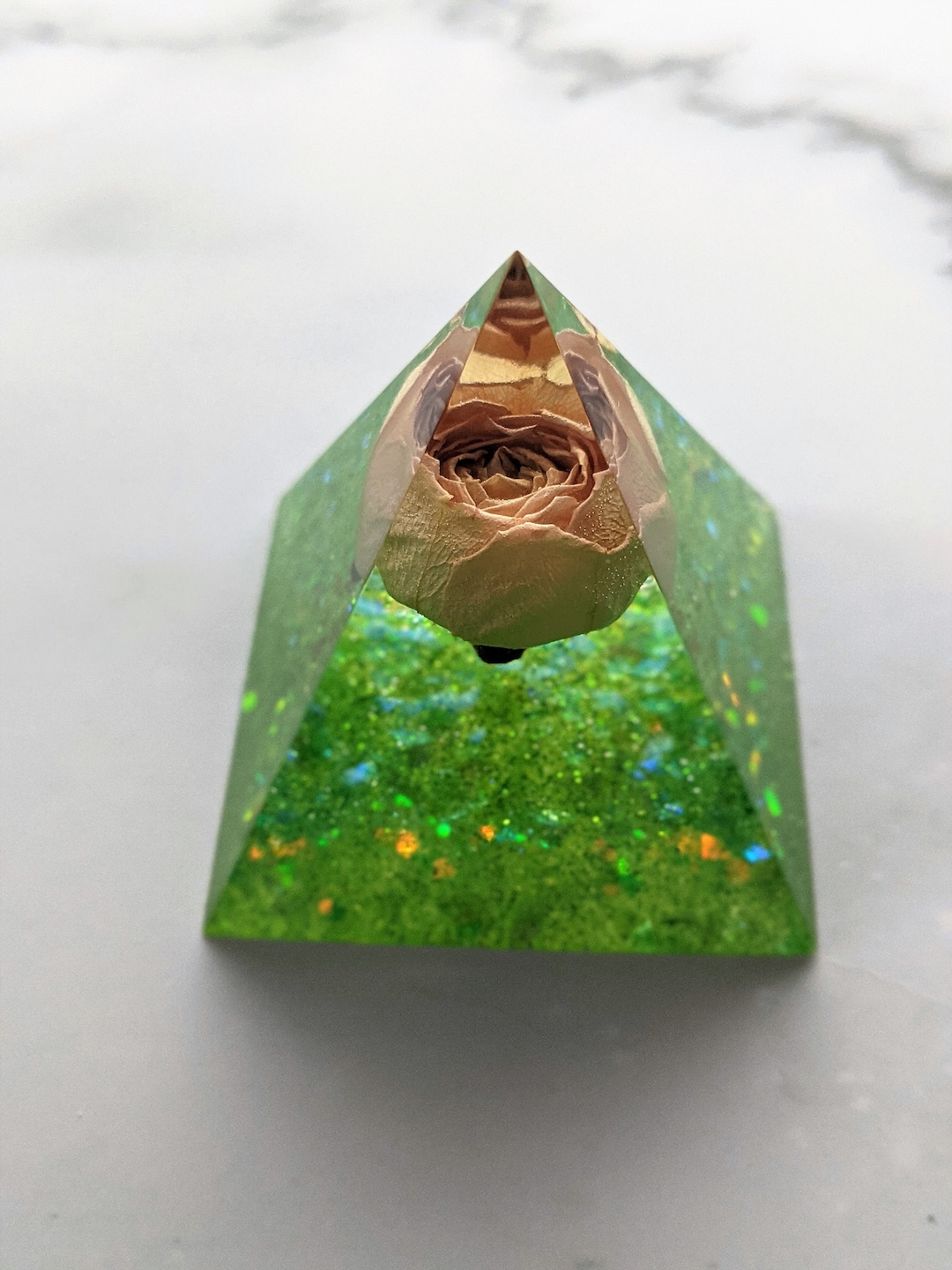 Real Flower in Resin, Real Flower Pyramid, Real Flower in Pyramid, Rose ...