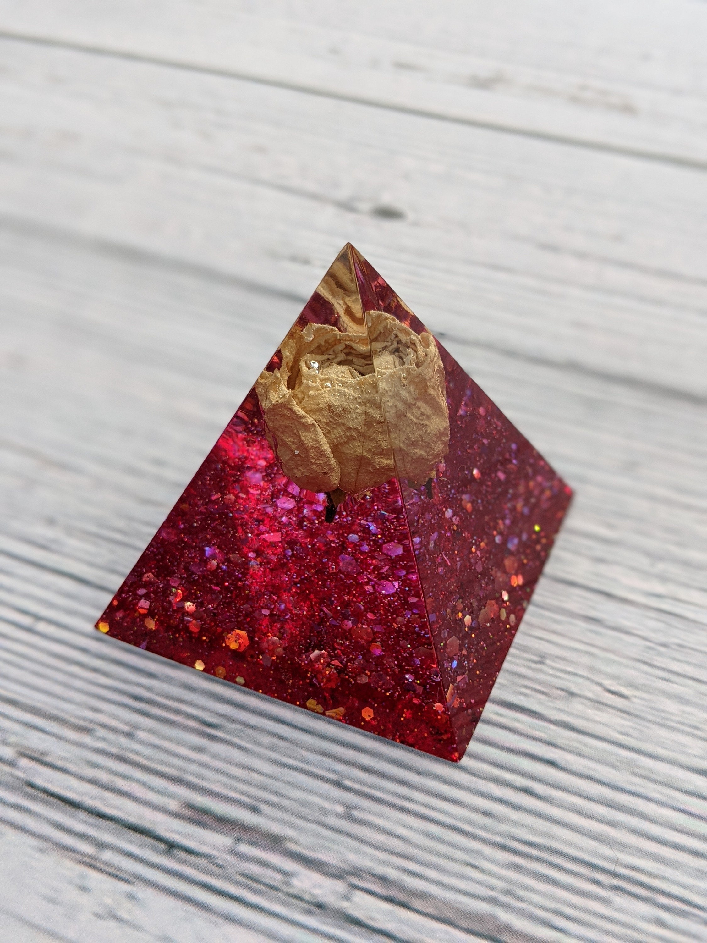 Real Flower in Resin, Real Flower Pyramid, Real Flower in Pyramid, Rose ...