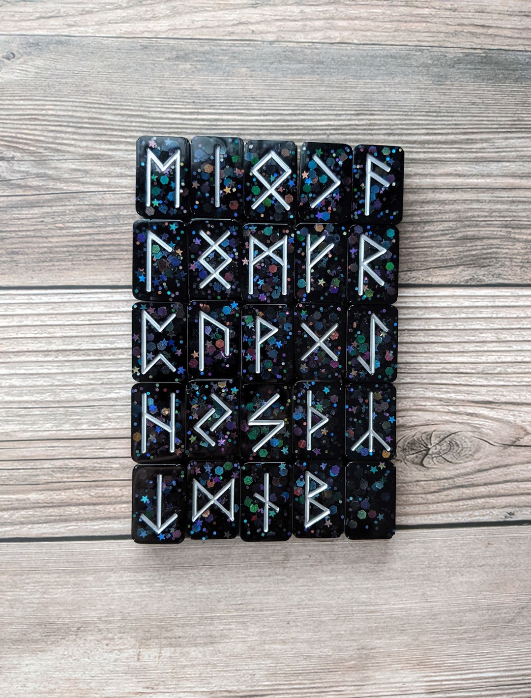 Witch Runes, Resin Glitter Runes, Diviniation Tool Runes, Red Glitter ...