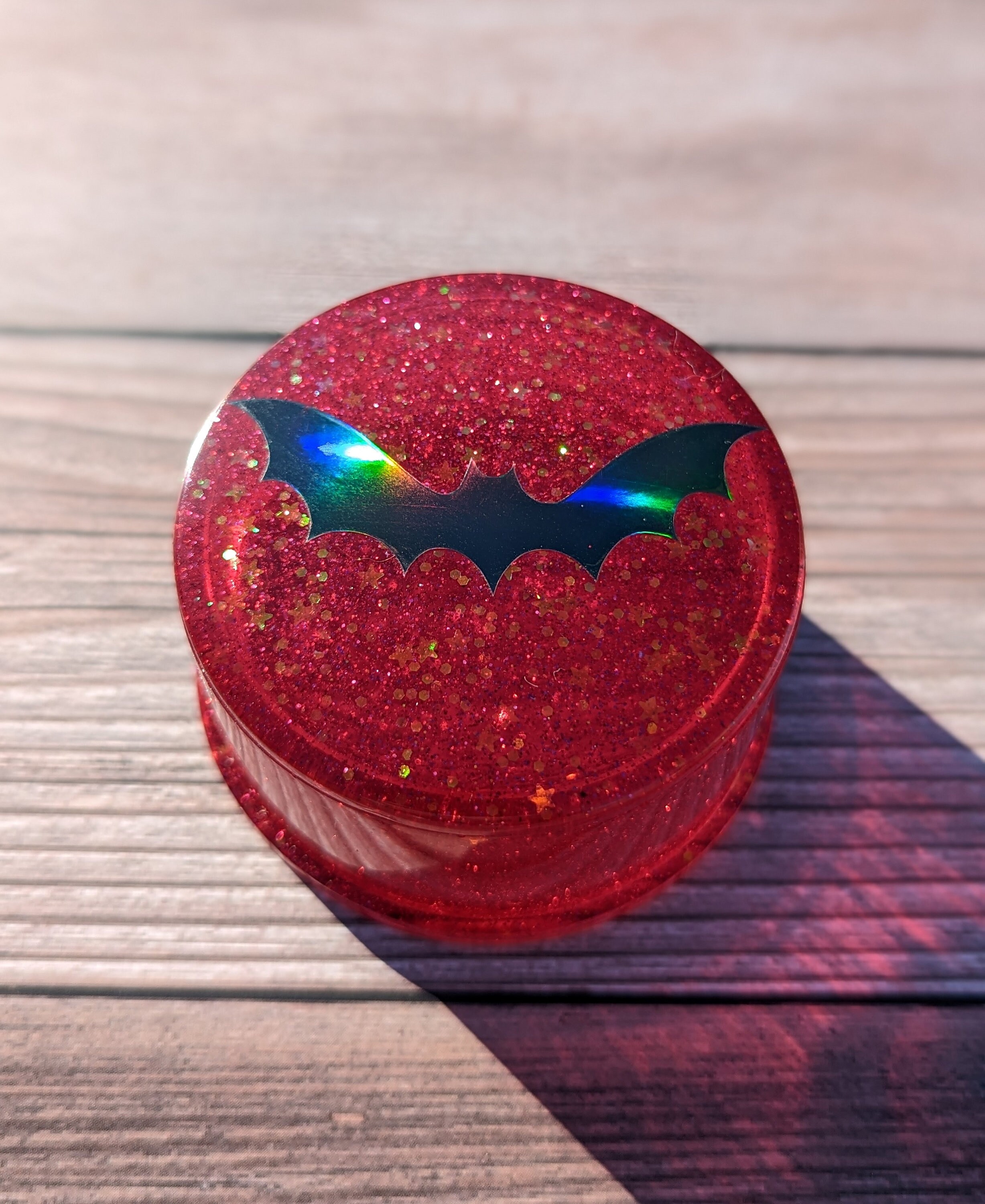 Resin Bat Stash Box, Red Glitter Jewelry Box, Bat Box, Bat Home Decor ...