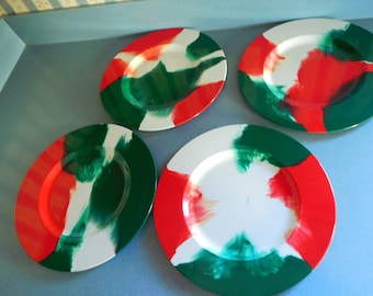 Red and Green Plates - Etsy