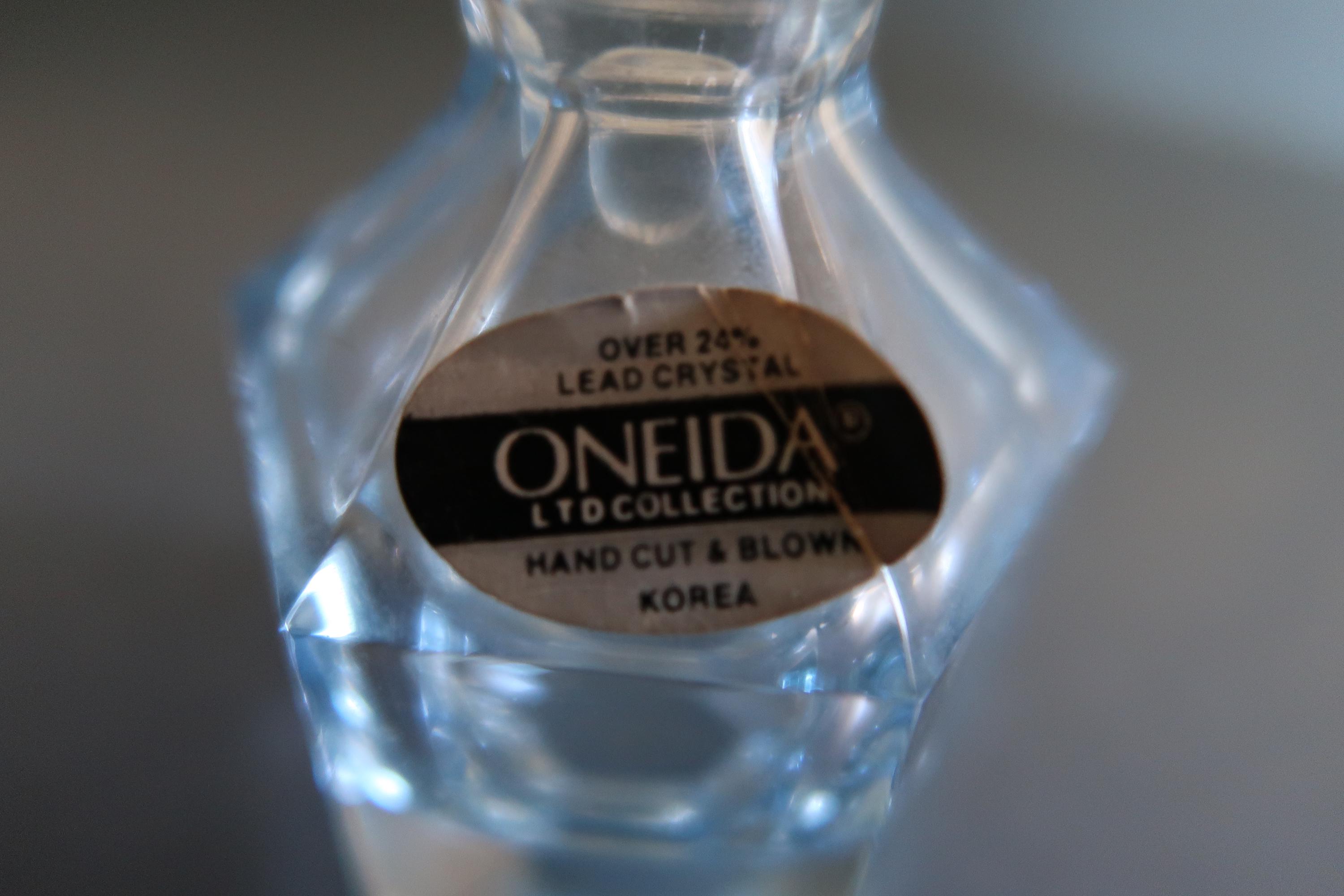 Vintage Oneida Crystal Perfume Bottle: Hex Blue Lead Crystal, Original ...