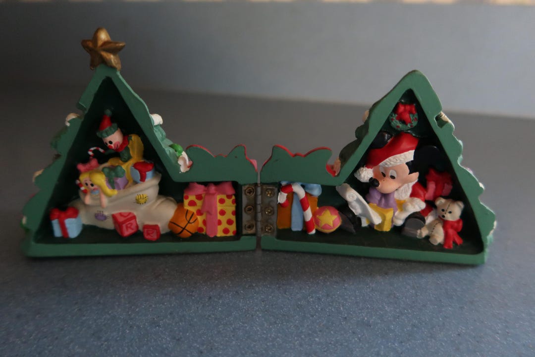 Vintage Disney Polyresin Christmas Tree With Hinge Opening Mickey and ...