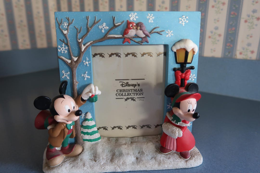 Vintage Mickey and Minnie Mouse Disney Christmas Picture Frame Wearing ...
