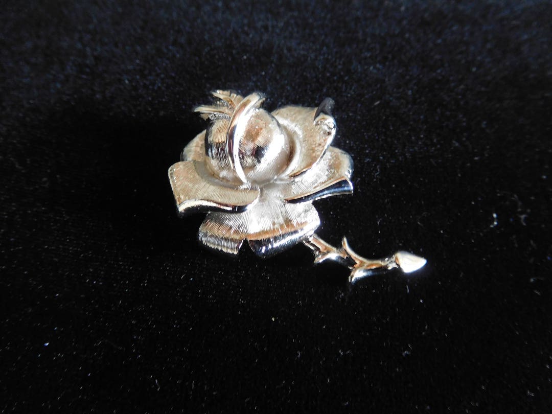 Silver Tone Vintage Rose Pin by Accents by Hallmark - Etsy