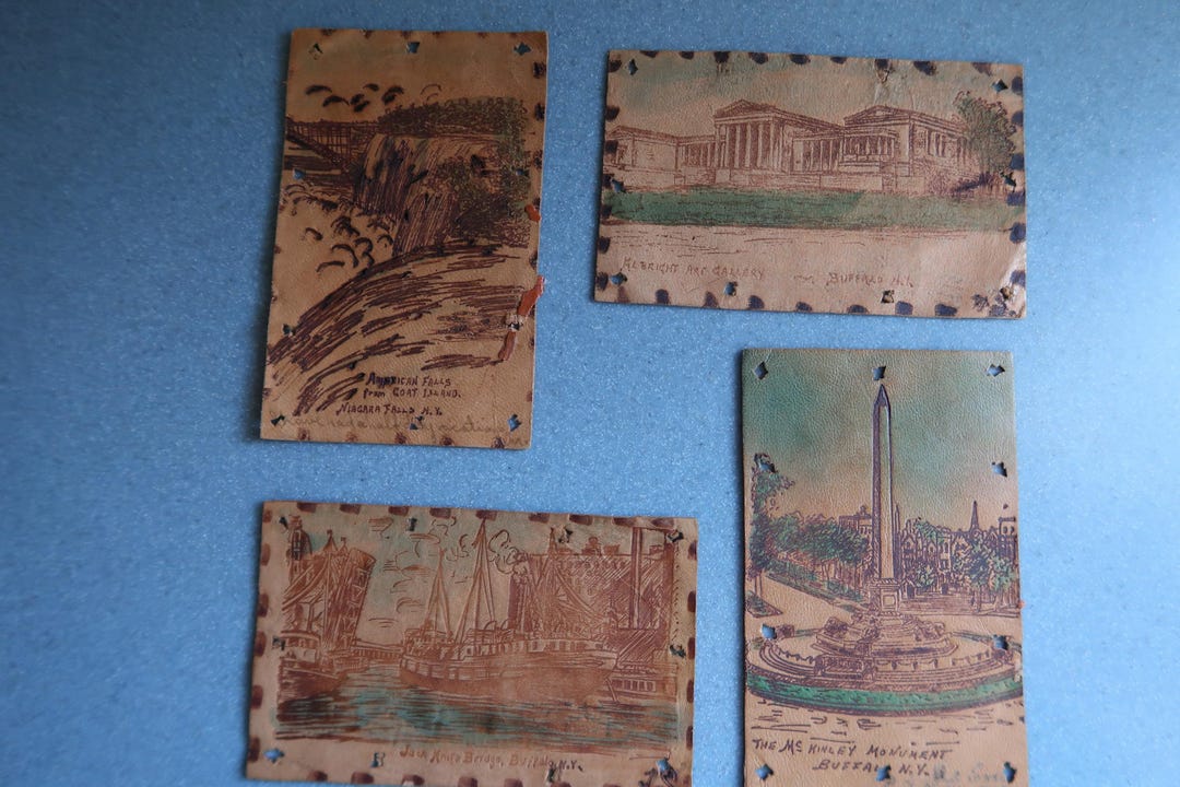 Vintage Leather Postcards: Buffalo NY Landmarks, 1900s Set - Etsy