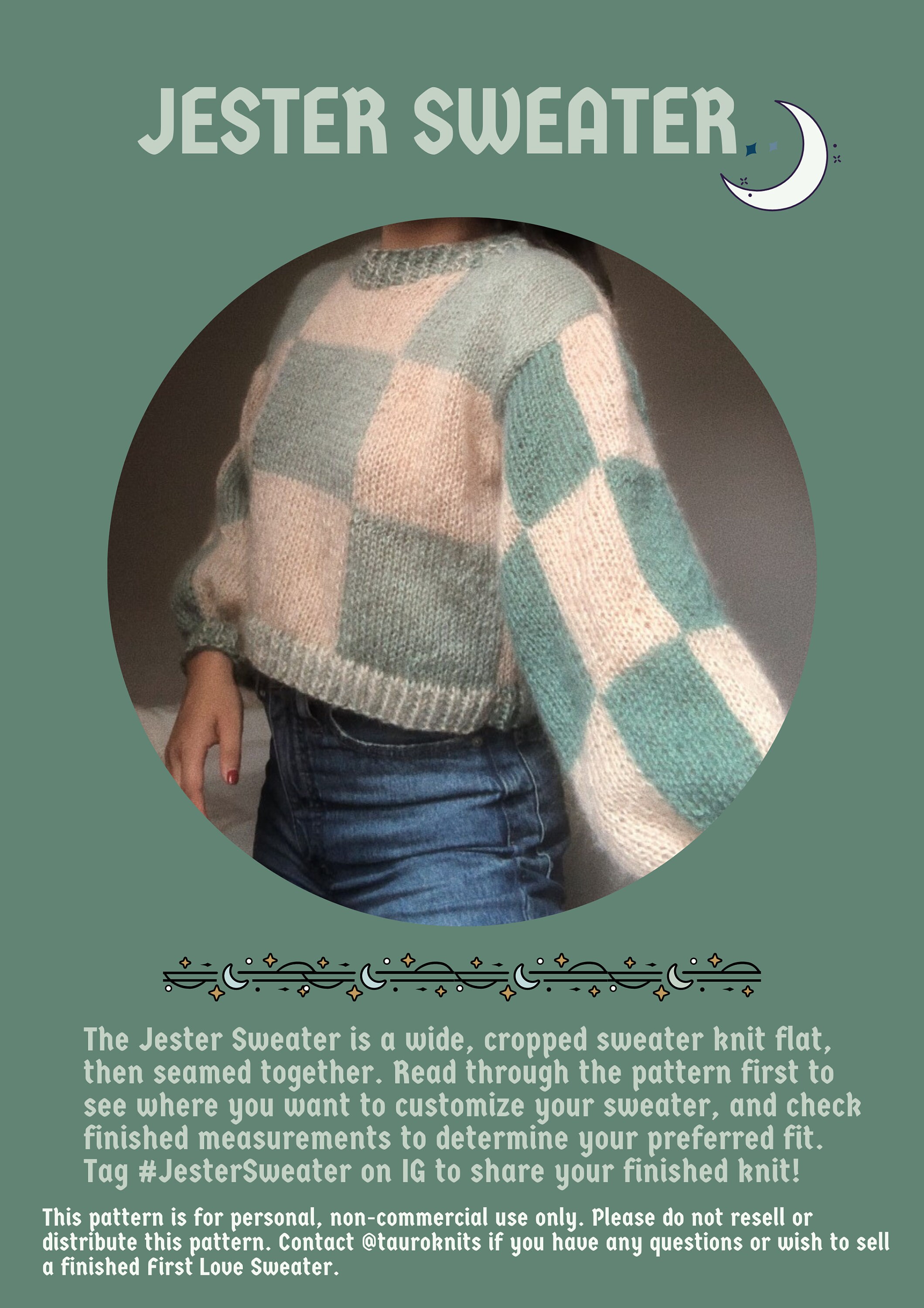 Jester Checkered Sweater PATTERN Intarsia Checkboard Cropped - Etsy