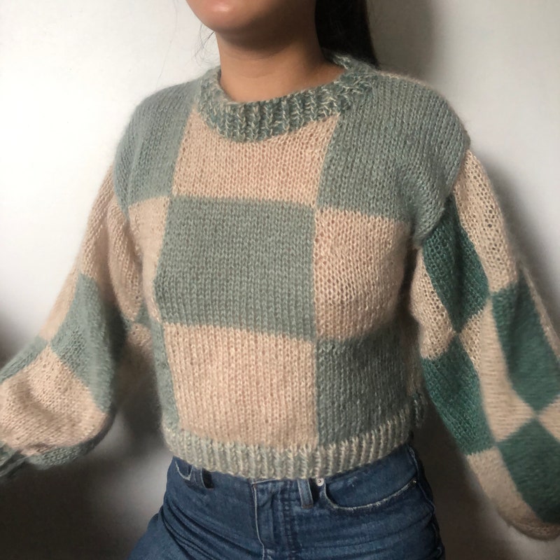 Checkerboard Sweater - Etsy