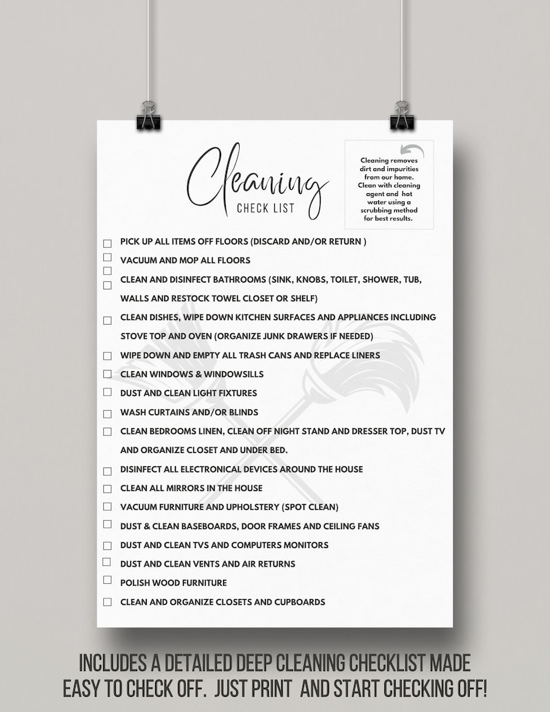 Cleaning List L Minimalist L PDF Download - Etsy