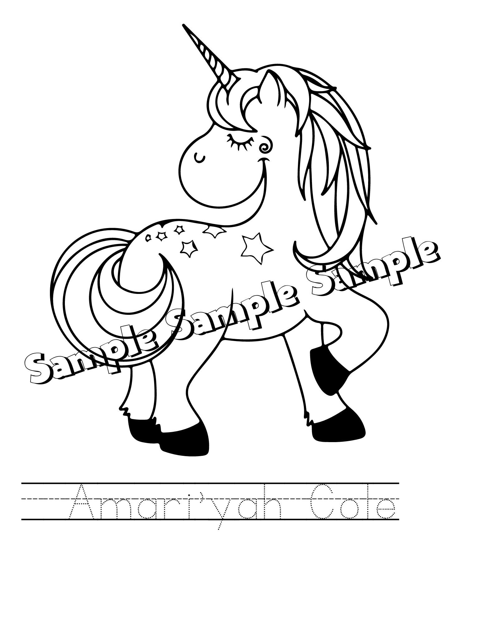 Custom Tracing Name Book, Unicorn Theme. Preschool Primary Penmanship ...