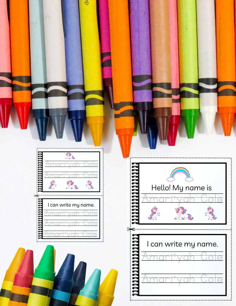 Custom Tracing Name Book, Unicorn Theme. Preschool Primary Penmanship ...