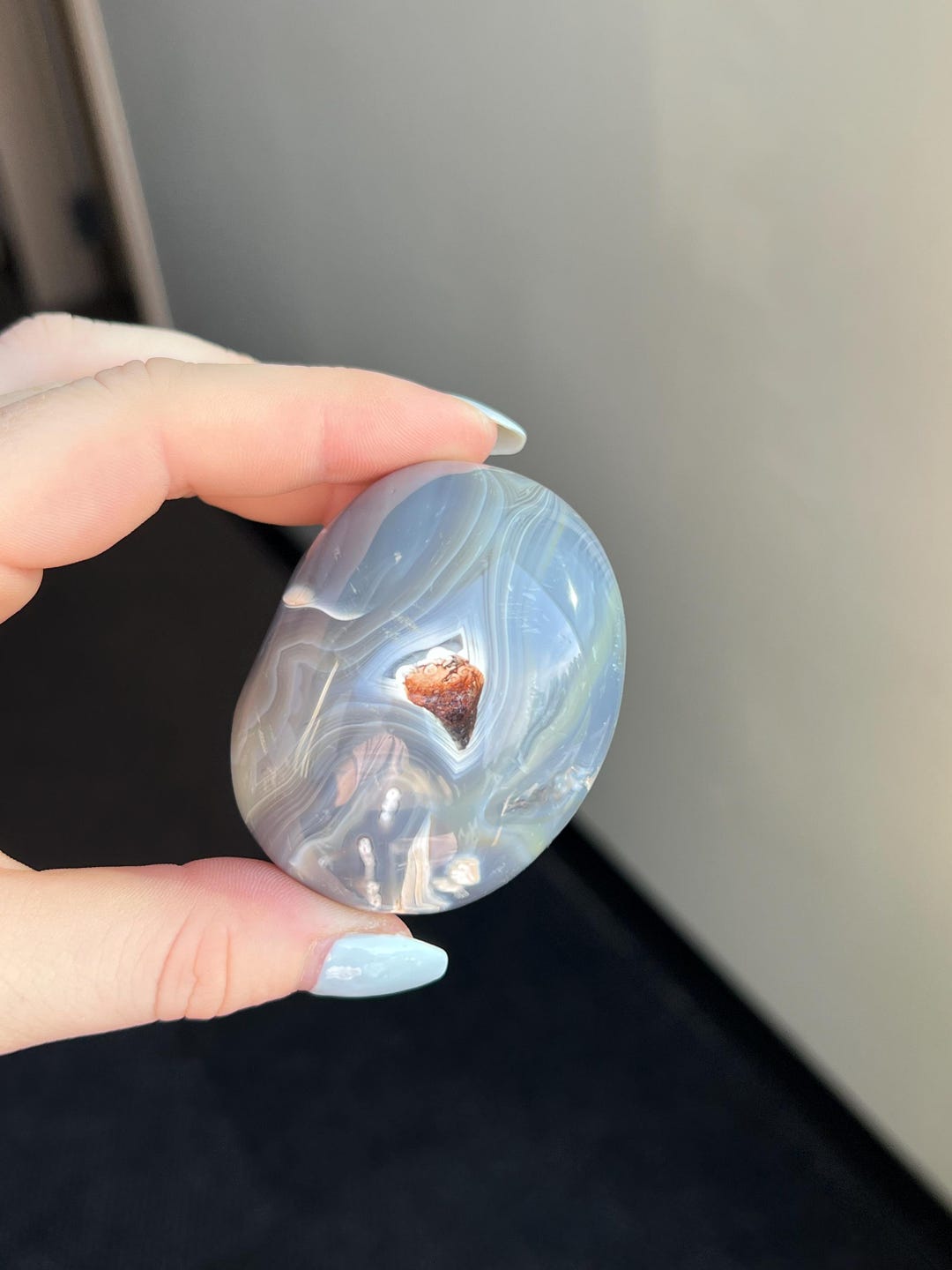 Orca Agate Palm Stone, Banded Agate, Polished Orca Agate, Grey Orca ...
