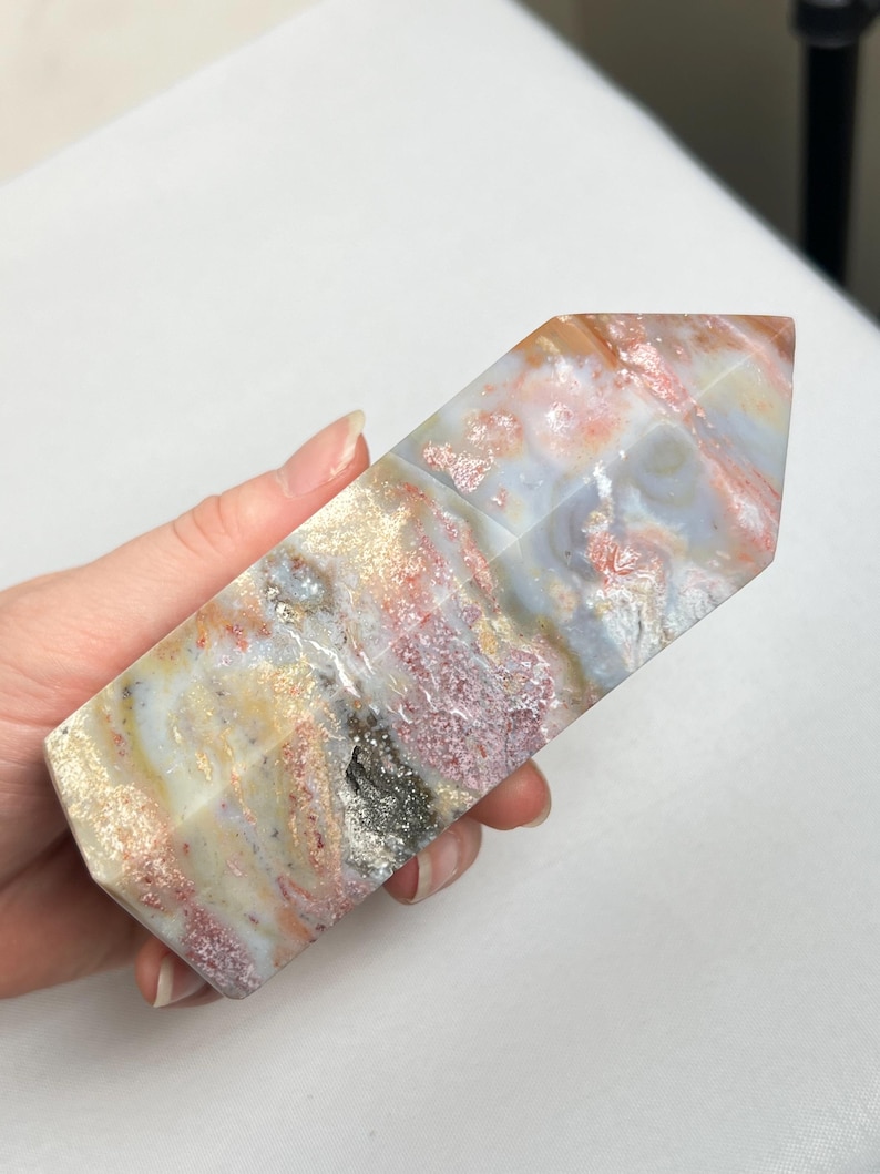 Pastel Ocean Jasper Tower, OJ Self Standing, Pastel Spirit Jasper ...