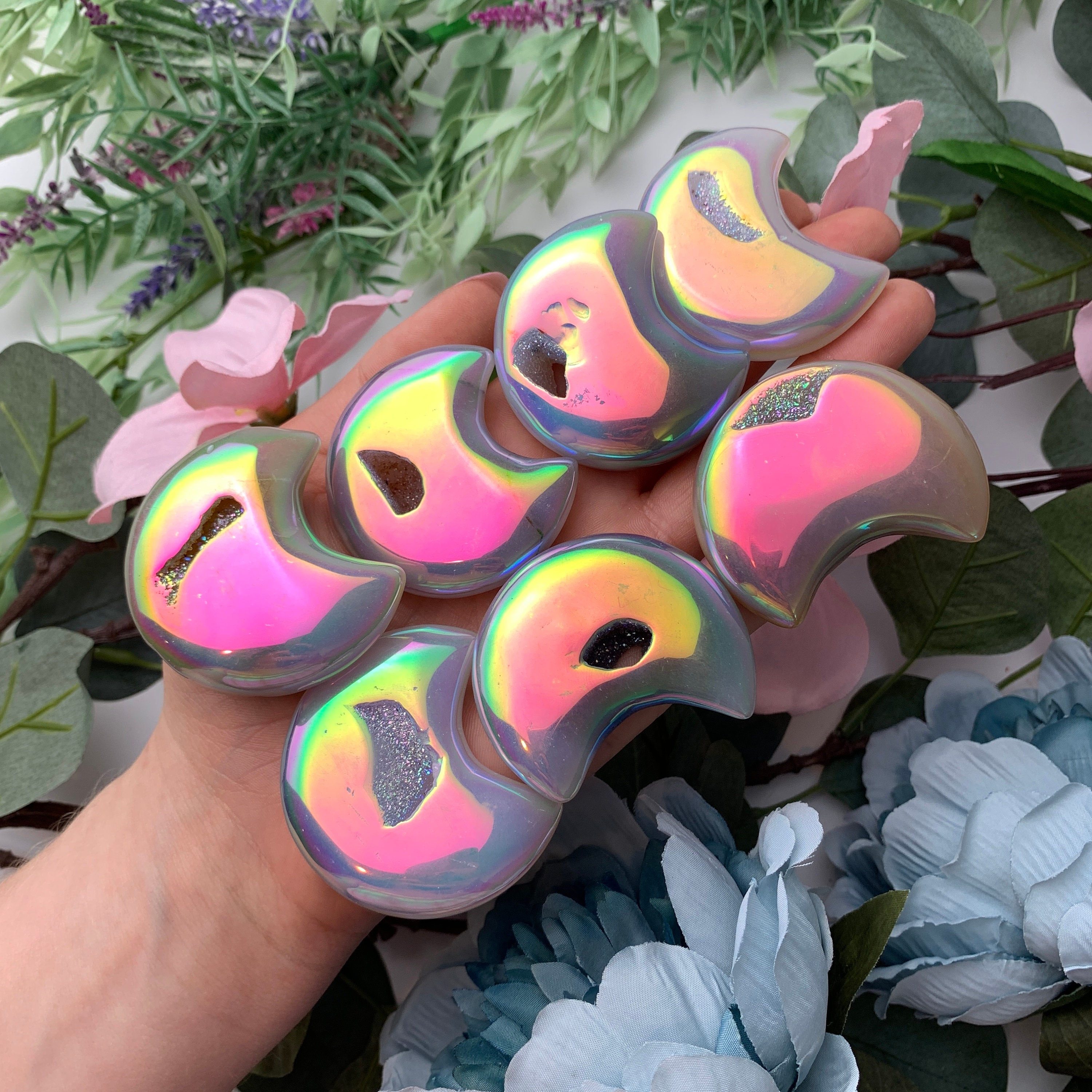 ONE Angel Aura Agate Moon Druzy Agate Aura Crystal Crystal | Etsy