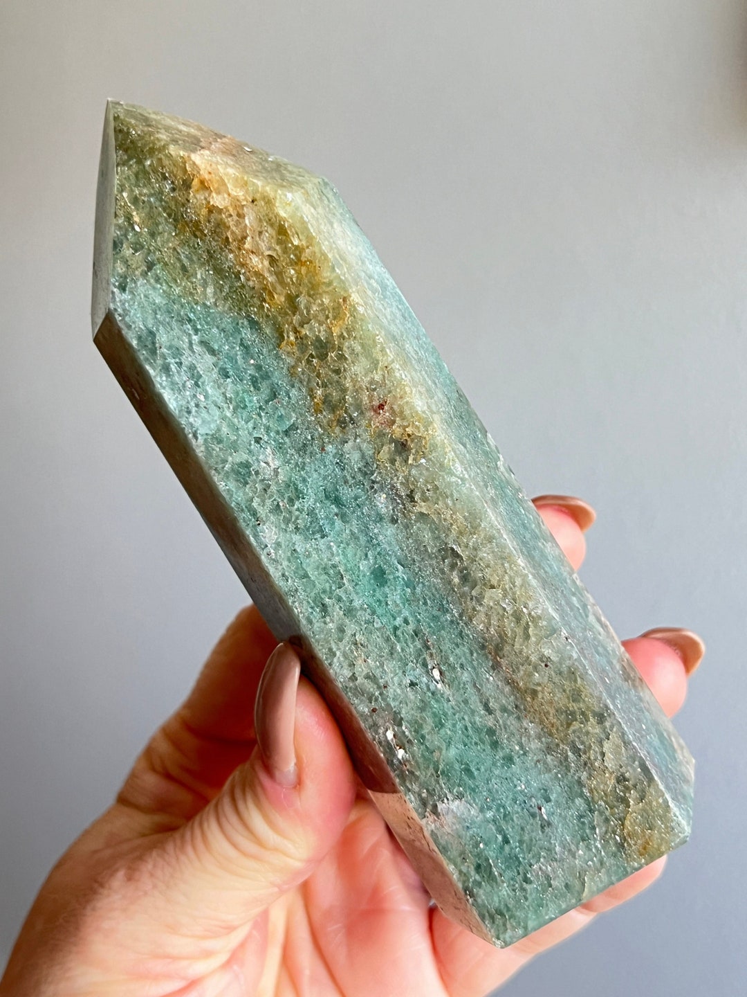 Teal Aventurine Tower, Aventurine Tower, Crystal Palm Stone, Polished ...