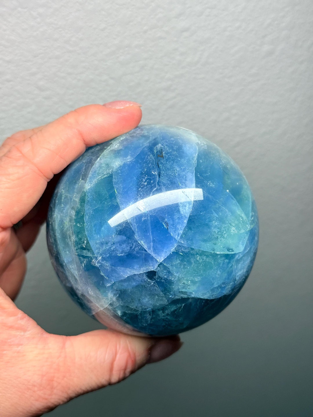 Deep Blue Fluorite Sphere, Polished Fluorite, Crystal Sphere,dark Blue ...