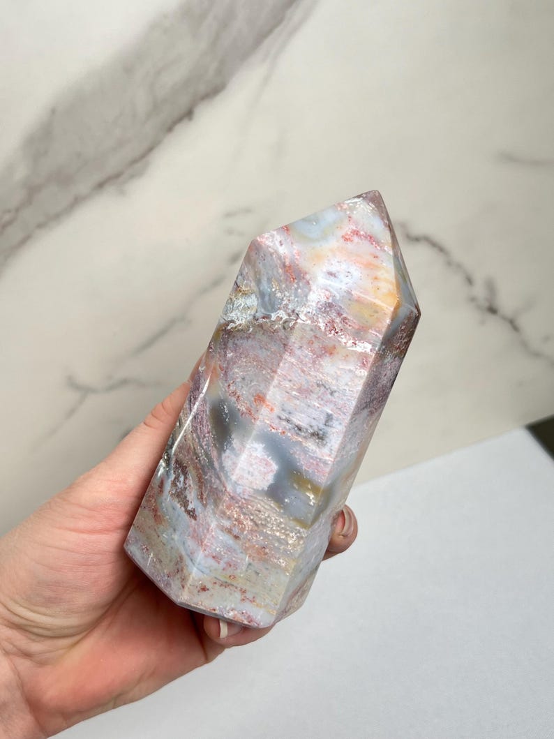 Pastel Ocean Jasper Tower, OJ Self Standing, Pastel Spirit Jasper ...