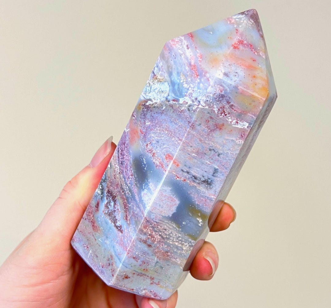 Pastel Ocean Jasper Tower, OJ Self Standing, Pastel Spirit Jasper ...