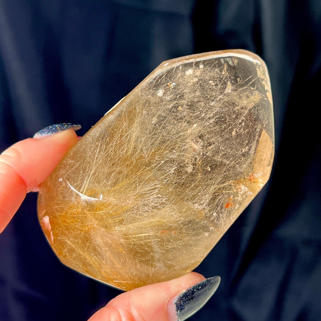 Golden Rutilated Quartz Freeform Shape Display Quartz Polished Quartz ...