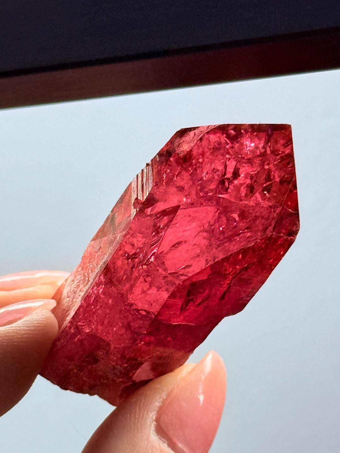 Ruby Aura Quartz Point, Red Aura Point, Ruby Ruby Aura Crystal Point ...