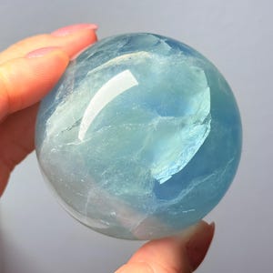 Pastel Blue Fluorite Sphere, Polished Fluorite, Crystal Sphere, Blue ...